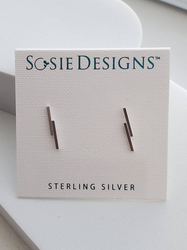 Sosie Designs - #ST126 Sterling Silver Double Line Bar Studs ...